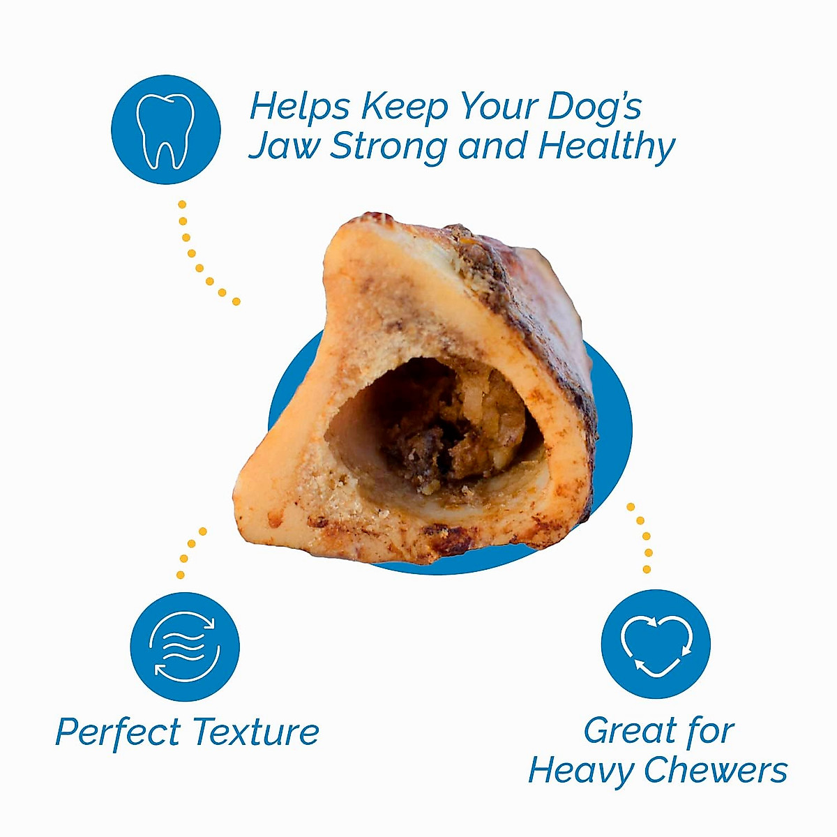 123 Treats Marrow Bones for Dogs - 5-6 inches (6 Count) Natural Beef Dog Treats, Easily Digestible Bone Marrow Dog Treats for Healthy Snacking, Long-Lasting Bones for Dogs