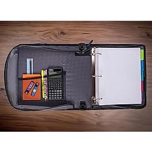 Case-it The Universal Zipper Binder - 2 Inch O-Rings Padded Pocket That Holds up to 13 Laptop/Tablet Multiple Pockets 400 Page Capacity Comes with Shoulder Strap Midnight Blue LT-007