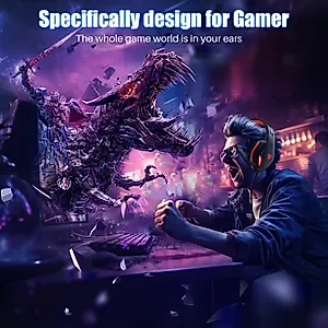 Stynice Gaming Headset for PC, PS4, Xbox One, Laptop, Crystal Clear Surround Sound Computer Gamer Headset with Noise Canceling Mic and LED Light - Lightweight and Comfortable Gaming Headphone