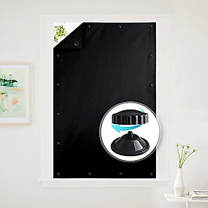 StangH Blackout Blind Shades for Curtain Liners - Temporary Travel Portable Adjustable Light Blocking Curtains for Car/Bay/Roof Window/Sliding Door/Nursery, Black, W51 x L78, 1 Panel