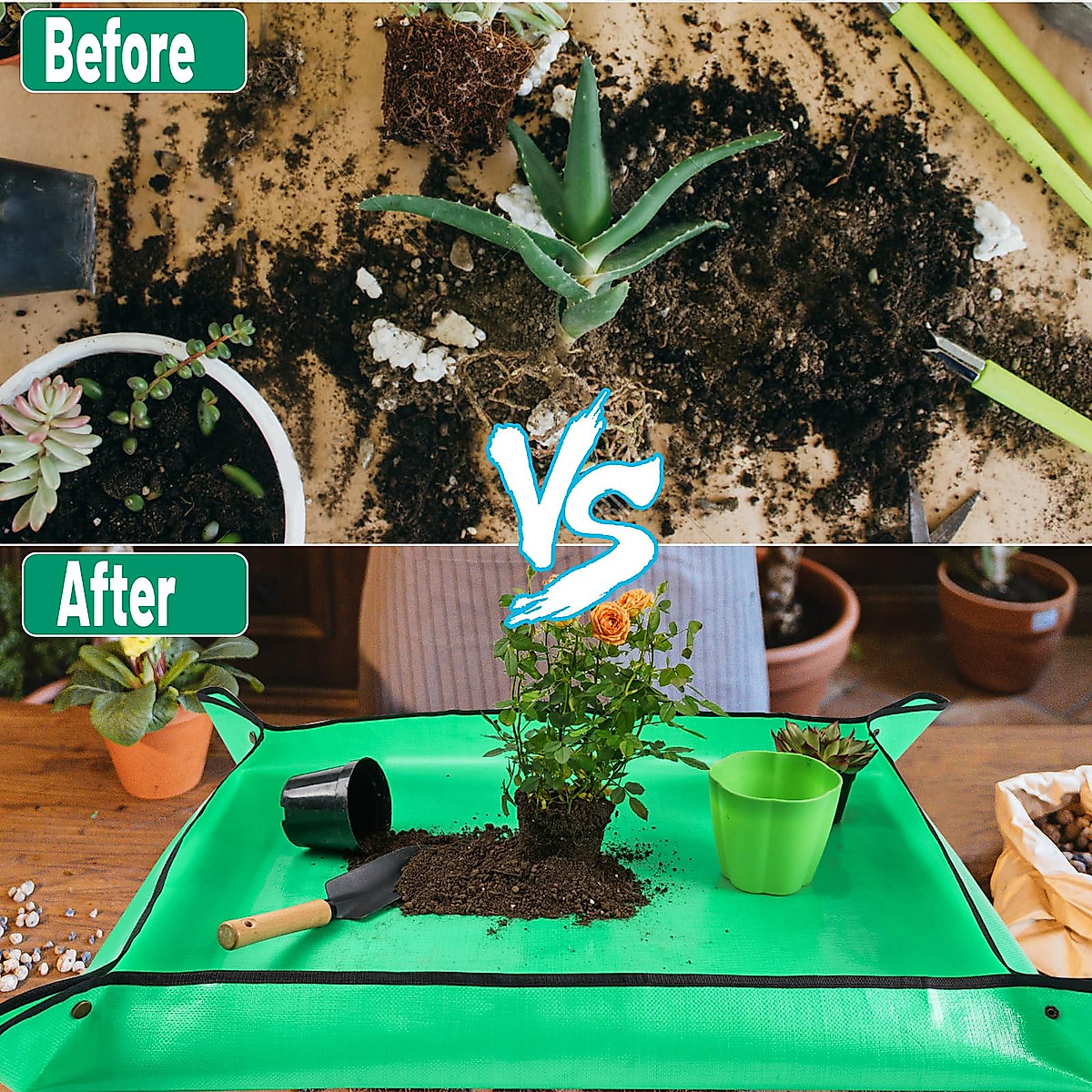 27" X 27" Repotting Mat for Indoor Plants Transplanting and Dirt Control, Portable Potting Tray Succulent Planting Mat Gardening Gifts Plant Gifts for Plant Lovers