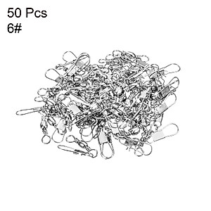 PATIKIL Fishing Barrel Swivel with Interlock Snap, 50Pcs 22lb Carbon Steel Solid Ring Terminal Tackle for Saltwater Freshwater Fishing, Silver