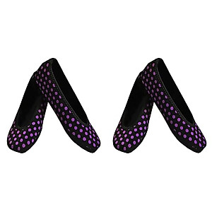 Nufoot Ballet Flats Women's Shoes Foldable & Flexible Flats Slipper Socks Travel Slippers & Exercise Shoes Dance Shoes Yoga Socks House Shoes Indoor Slippers Black with Purple Polka Dots Large