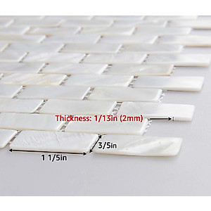 Art3d 10-Piece Mother of Pearl Shell Mosaic Backsplash Tile for Kitchen, Bathroom Walls, Spa Tile, Pool Tile, 12" x 12" White