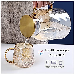 shenlan Glass Pitcher with Lid and Spout [60 oz],Borosilicate Glass Kettle,for Ice/hot Tea Maker,Beverage,Hot/Cold Coffee,milk and Juice Carafe