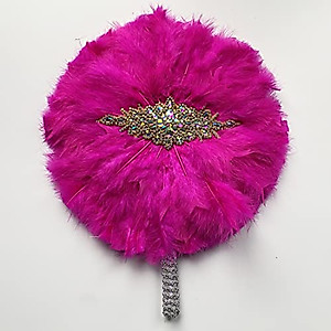 Msbfea Design African Feather Fan for Bride Black Feather Big Fan Double Side Feather Nigerian Feather Ladies Wedding - Color 827