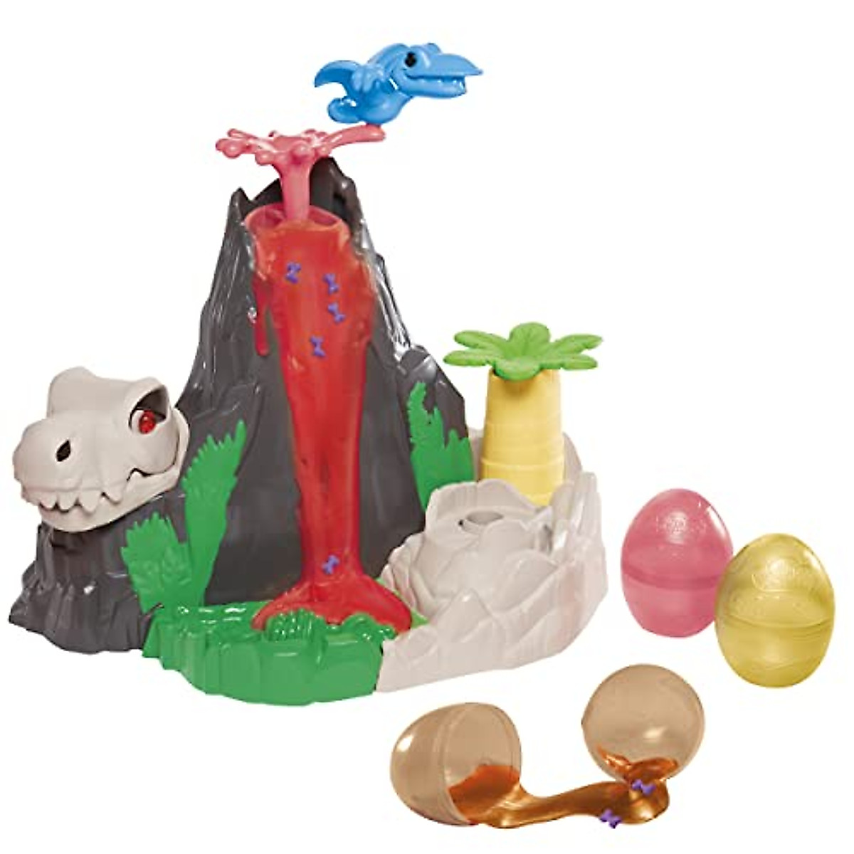 Play-Doh Slime Dino Crew Lava Bones Island Volcano Playset with HydroGlitz Eggs and Mix-ins, Dinosaur Toy for Kids 4 Years and Up, Non-Toxic
