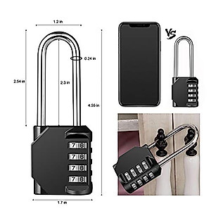 Disecu 2.5 Inch Long Shackle Combination Lock 4 Digit Outdoor Waterproof Padlock for School Locker, Gym Locker, Hasp Cabinet, Gate, Fence, Toolbox (Black, 2 Pack)