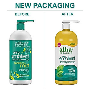 Alba Botanica Very Emollient Bath & Shower Gel, Sparkling Mint, 32 Oz (Packaging May Vary)