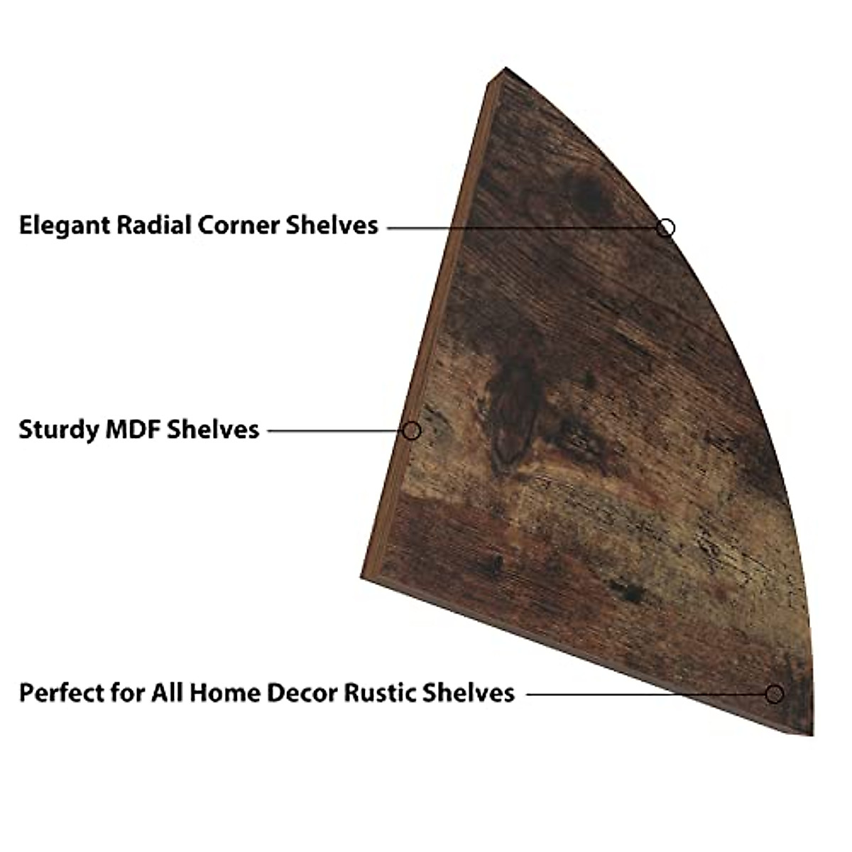 HORLIMER 6 Pack Wall Mount Floating Corner Shelf, Rustic Wood Corner Wall Shelves for Bedroom, Living Room, Bathroom, Kitchen