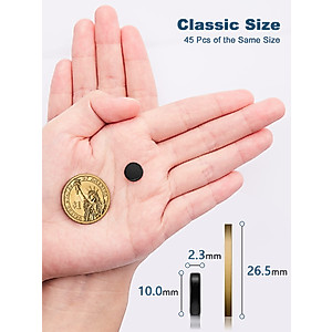 SMARTAKE 45 Pcs Refrigerator Magnets, Small Round Fridge Magnets, Multi-Use Premium Epoxy Coating Office Magnets for Fridge, Whiteboard, Dry Erase Board in Home, Kitchen, Office and School (Black)