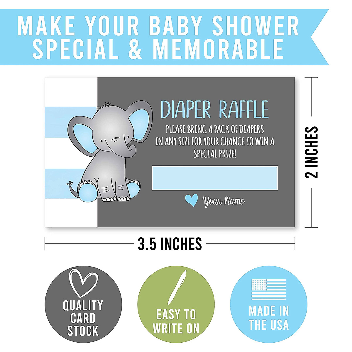 25 Baby Shower Diaper Raffle Tickets For Baby Shower Boy - Baby Elephant Baby Shower Games For Boys, Diaper Raffle Cards, Baby Raffle Tickets, Baby Shower Invitation Inserts, Baby Shower Ideas