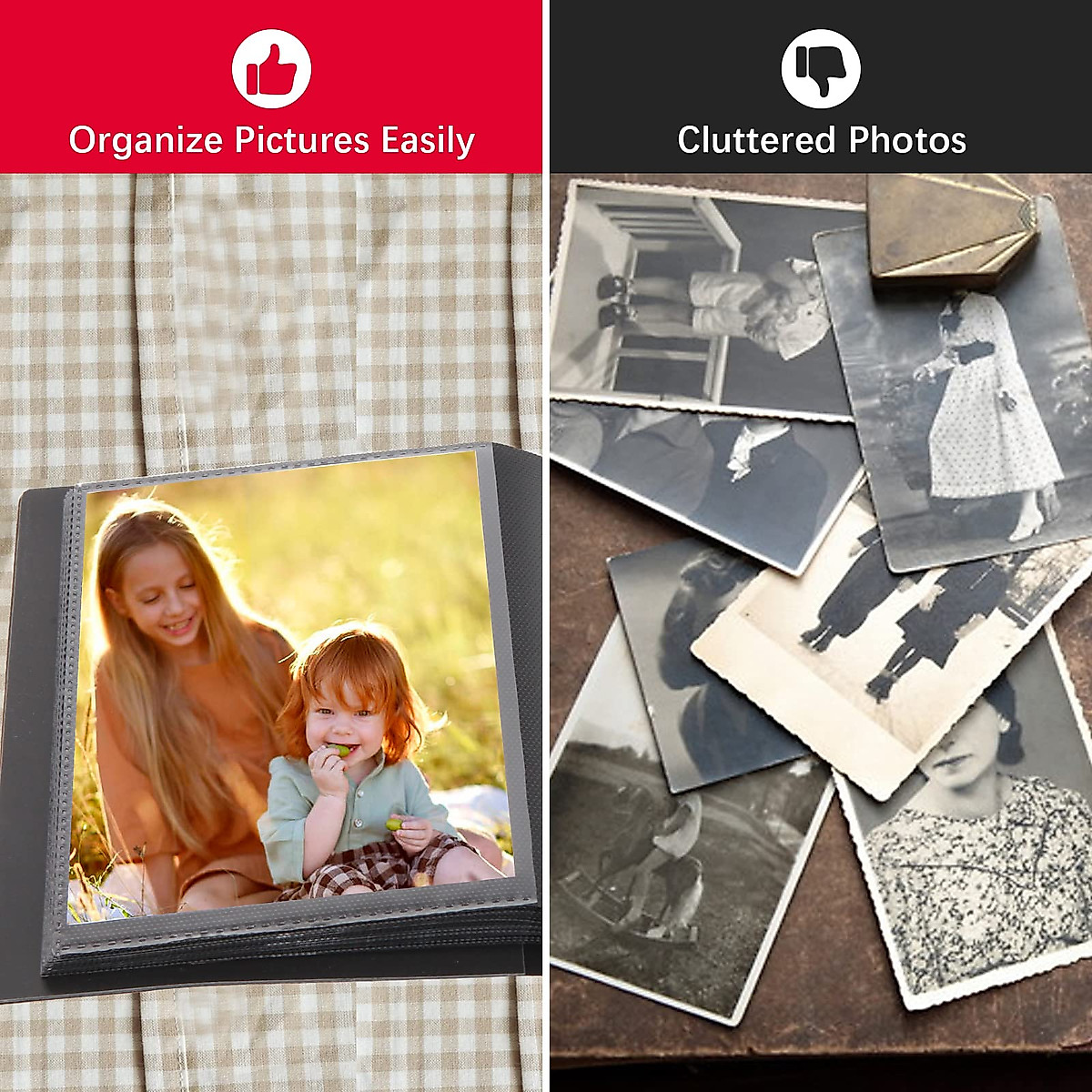 Aevdor Photo Album 5x7 Holds 64 Photos Black Inner Pages with Strong Elastic Band, Small Photo Album 5x7, Mini Picture Book for 5x7 Artwork, Photos, Kids Art Storage, Postcards, Drawings (Black)