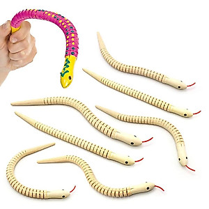 Natural Unfinished Wooden Wiggly Snakes - 12” Flexible Timber Snake - Blank Canvas - Great for Arts and Crafts - Themed Birthday Party Supplies, Halloween Prop - Animal Model Crafts Toys with 8 Pcs