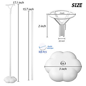SAKOLLA Balloon Stick Stand - 10 Sets Balloon Base with Pole and Cup Table Desktop Centerpiece Holder for Birthday Party, Wedding, Holidays and Anniversary Decoration (15.7 inch White)