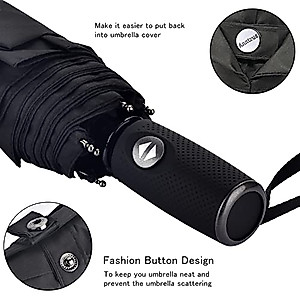 Anntrue Windproof Travel Umbrella, Auto Open Close Lightweight Compact Portable Backpack Folding Umbrella, Perfect for Car, Purse, Men and Women (Black)