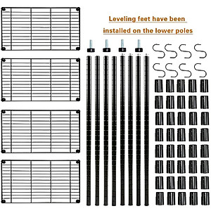Catalina Creations 4-Shelf Wire Shelving Unit, Metal Storage Shelves, Heavy Duty Shelving with Liners, Adjustable Height Storage Rack for Pantry Closet Kitchen Garage (23.6" W x 14" D x 47" H, Black)