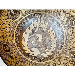 Singing Bowl Nepal -12 Inches Master Healing"Buddha Shakti Carved Tibetan Singing Bowl,Meditation Bowl, Tibetan Bowls, Free Singing Bowl Silk Cushion, Striker and Drum Stick