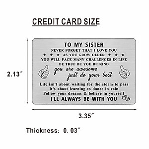 Resdink Sister Gifts from Brother, Best Sister Birthday Card, Engraved Wallet Card for Big Sister, Personalized Christmas Graduation Card to My Favorite Sister, I Love You Sister Gift Ideas, Little