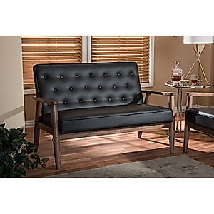 Baxton Studio BBT8013-Brown Loveseat Love Seats, Brown