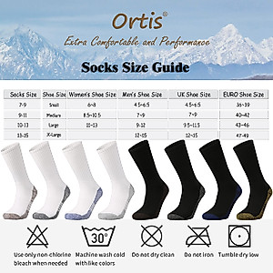 Ortis Men's Cotton Cushion Crew Socks Moisture Wicking Breathable Thick Warm Thermal for Athletic Heavy Duty Work Boot(WhiteGrey XL)