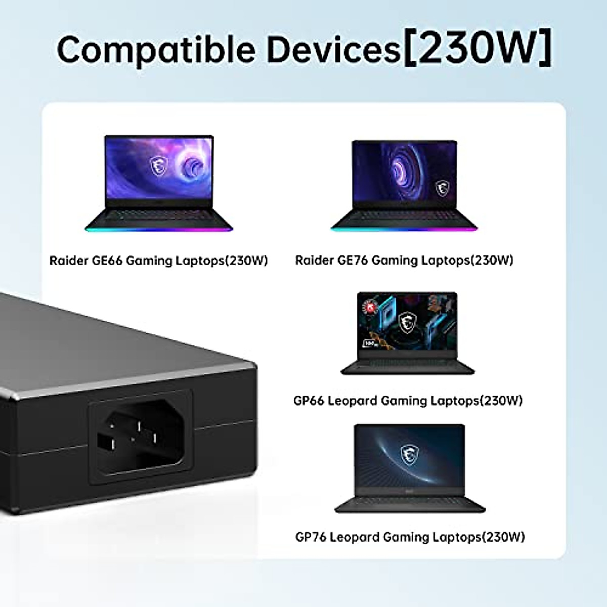 230W Charger for MSI GE66 GE76 Raider GP66 GP76 Leopard Gaming Laptop ADP-230GB D A17-230P1B Adapter Power Supply Cord