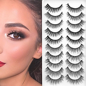 Mikiwi Lashes False Eyelashes 10-12mm Natural Fake Lash Fluffy Light Volume Faux Mink Lashes 10 Pairs Pack Eye lashes