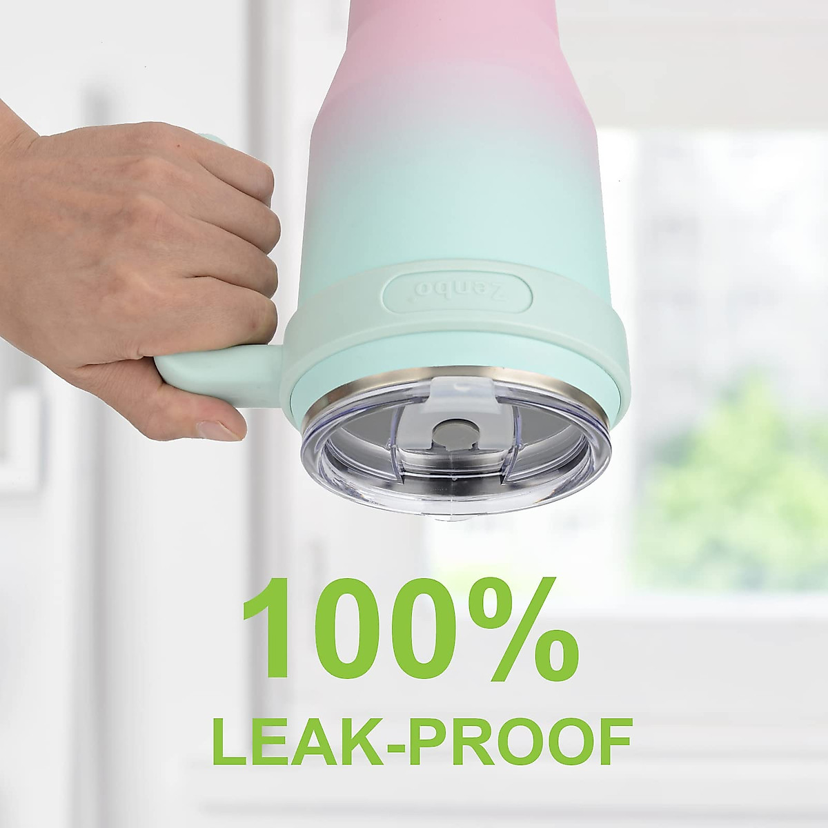 Zenbo 40 oz Tumbler with Handle–Stainless Steel Vacuum Insulated Mug Cup with Handle,Lid and Straw,Keeps Drinks Cold up to 34 Hours – Sweat-Proof Body, Dishwasher Safe