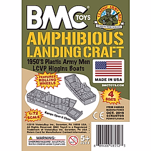 BMC Classic Marx Landing Craft - 4pc Tan vs. OD Green Plastic Army Men Vehicles