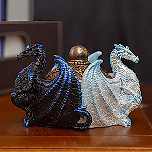 Pacific Giftware Fantasy Celtic Knotwork Dual Yin Yang Dragons Decorative Trinket Jewelry Box Figurine 5.75" Long