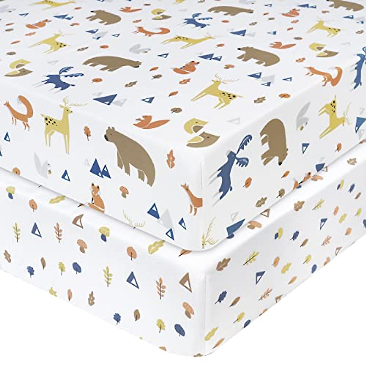 David's Kids 100% Cotton Fitted Crib Sheets, 2 Pack Ultra Soft Breathable Comfortable Baby Sheet Set for Boys Girls Neutral, 28x52 Inch Fits Standard Crib and Toddler Mattresses, Woodland Animals