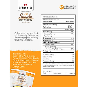 READYWISE - Simple Kitchen, Orange Drink Mix, 86 Servings, Healthy, Powdered Drink Mix, Healthy Drinks, Emergency Food Supply, 10 Can