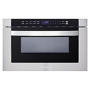 COSMO COS-12MWDSS 24 in. Built-in Microwave Drawer with Automatic Presets, Touch Controls, Defrosting Rack and 1.2 cu. ft. Capacity in Stainless Steel