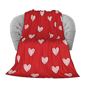FeHuew Happy Valentine's Day Heart Red Soft Throw Blanket 40x50 inch Lightweight Warm Flannel Fleece Blanket for Couch Bed Sofa Travel Camping for Kids Adults