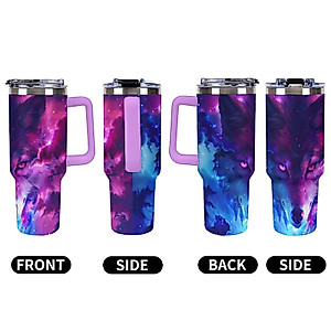 The Wolf in A Galaxy 40 Oz Tumbler Insulated Stainless Steel Water Bottle Travel Mug Car Cup with Handle And Straw