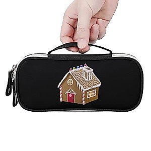 Gingerbread House Printed Pencil Case Bag Stationery Pouch with Handle Portable Makeup Bag Desk Organizer