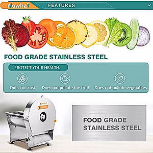 Newhai 0-10mm Commercial Onion Slicer Potato Chips Slicer Tomato Slicing Machine Electric Cabbage Shredder Machine Vegetable Fruit Slicing Machine 0-0.4’’ Stainless Steel (Slicer Machine)