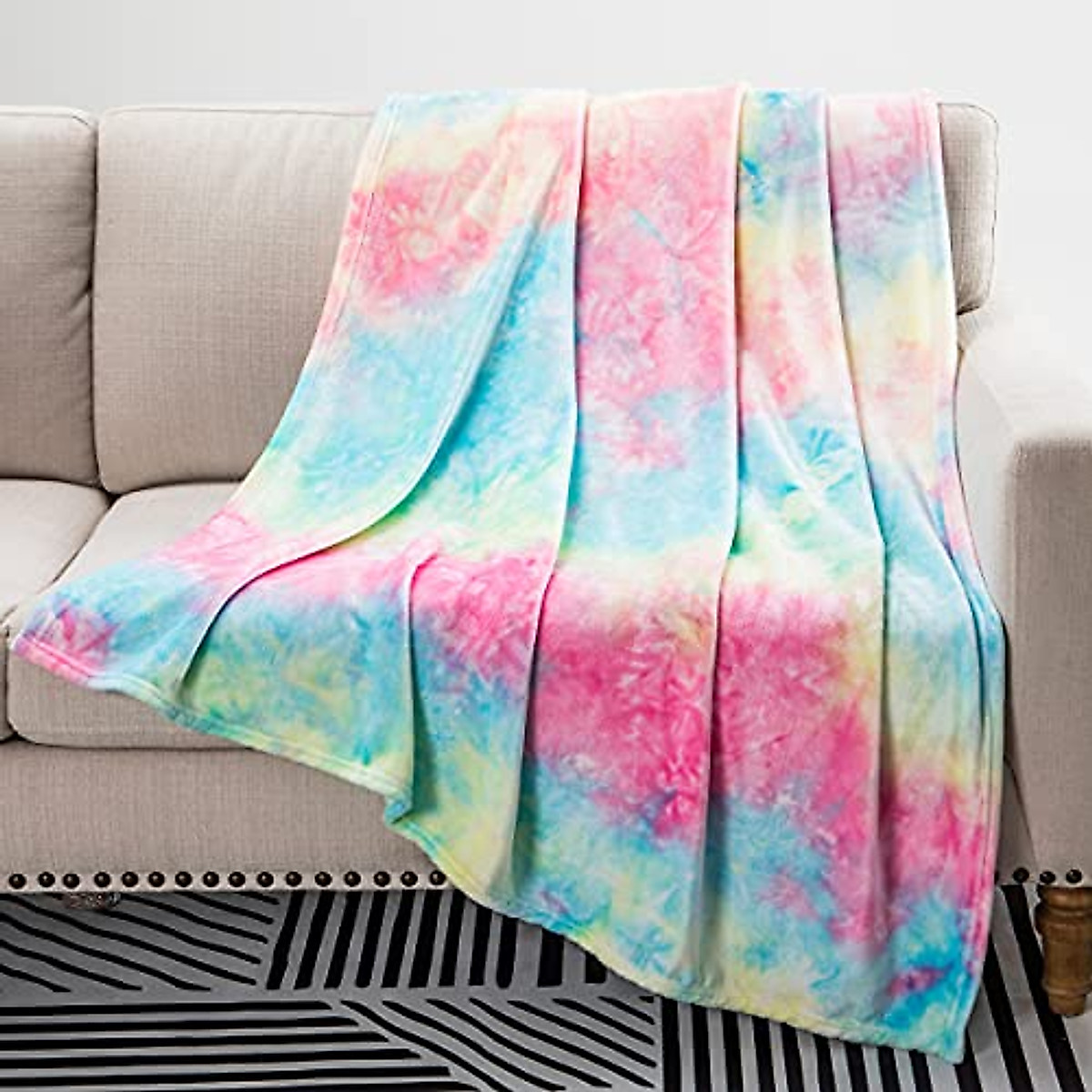 COCOPLAY W Throw Blanket for Couch (Multi-Pink, Throw（50''×60''）)