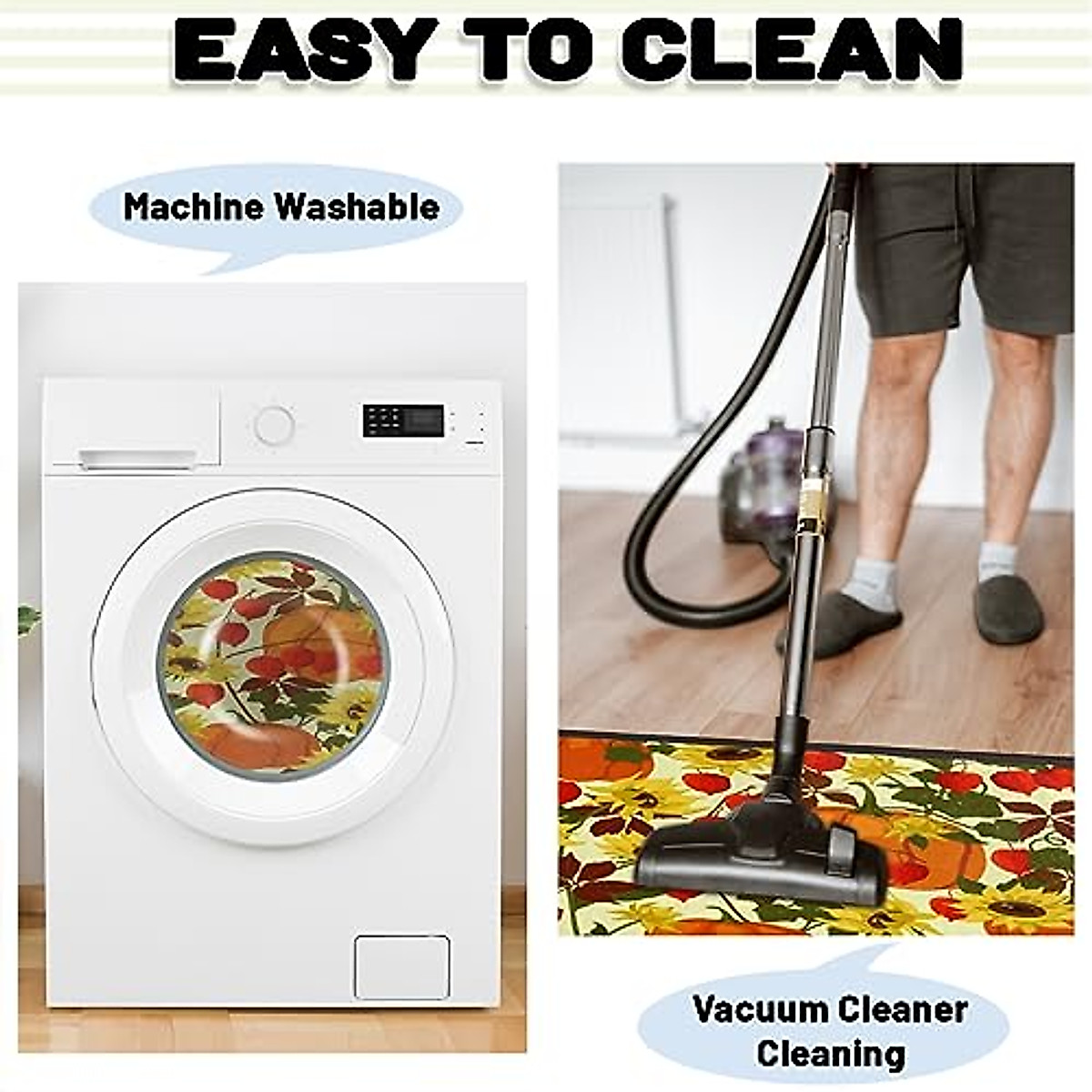 Gublec Sunflower Pumpkins Autumn Kitchen Mats Cushioned Anti Fatigue Kitchen Rugs Non Slip Washable Floor Mats for Home Office Sink Laundry 39 x 20 Inch