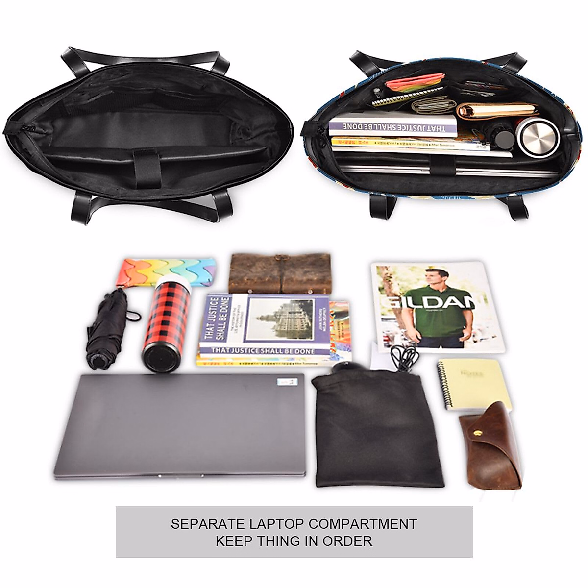 American Stars Flag Laptop Tote Bag for Women Teacher Canvas Tote Bags Travel Work Bag Handbags Purse with Fashion Zipper