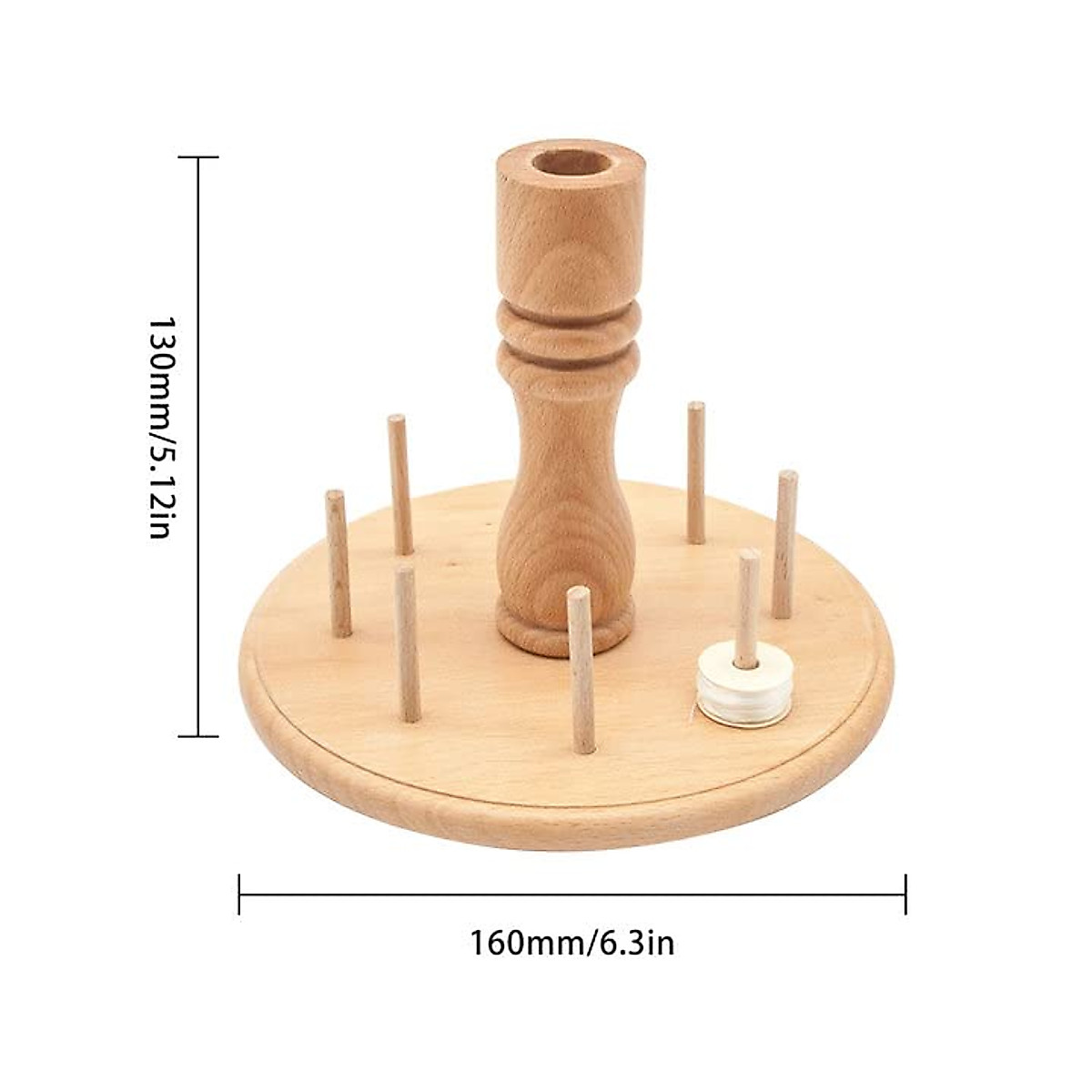 YWNYT Wood Yarn Holder, 8-Spools Wooden Spinning Yarn & Thread Holder Sewing and Embroidery Thread Rack and Organizer Knitting Embroidery Accessory Gift