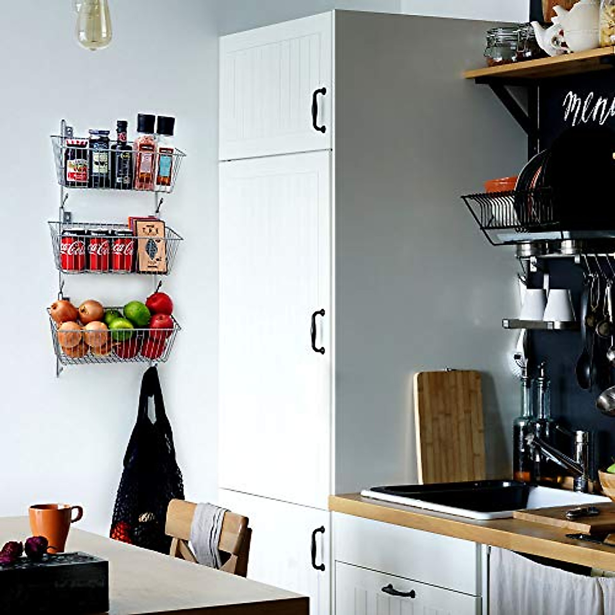 EZOWare 3 Tier Over the Door Rack / Wall Mount Storage Organizer Baskets, Hanging Shelves Set for Kitchen Bathroom Closet