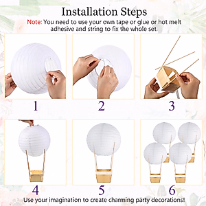 Namalu 24 Set Hot Air Balloon Baby Shower Centerpieces Paper Lanterns Wooden Candy Boxes with Sticks DIY Craft for Christmas Birthday Wedding Party Table Decoration(White)