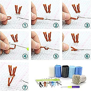 Yglnden Latch Hook Kit Pillow DIY Throw Cover Crochet Needlework Colour Printed Canvas Decor for Kids Adults (Happy E:42x42cm/16 X16)