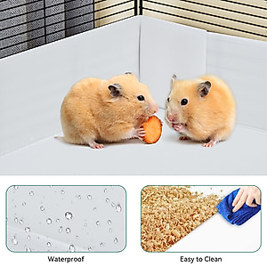 YITAHOME Guinea Pig Cage, Indoor C&C Small Animal Cage with Waterproof Plastic Liner, Loft and Partition for Bunny, Chinchilla and Hamster, Habitat Fence Playpen with 25PCS Pannels
