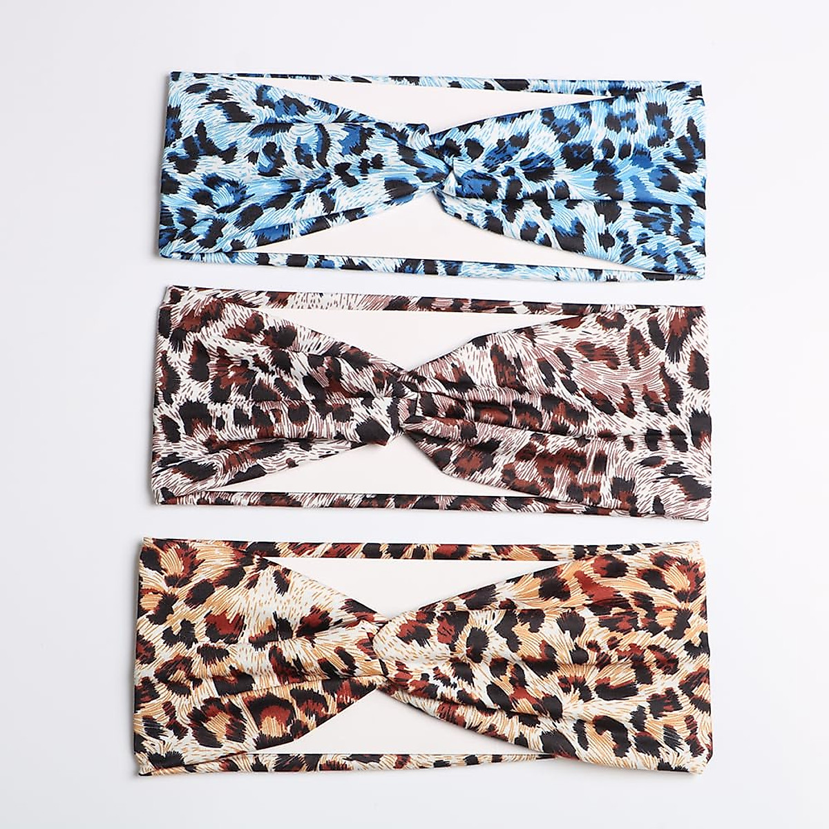 Hzaiwy 6PCS Women Leopard Boho Headbands,Boho Floal Style Criss Cross Head Wrap,Wide Top Knot Turban Hair Band (Leopard print)