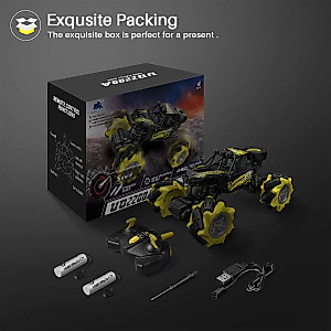 DoDoeleph Remote Control Car, Metal RC Cars, RC Monster Trucks 1/20 RC Stunt Car 360° Rotating 4WD 2.4Ghz All Terrains Rechargeable RC Crawler, Kids Girls Boys Toys Age 4-5 6-8 8-10