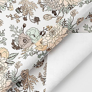 WRAPAHOLIC Wrapping Paper Roll - The Vintage Floral Printed on White Pearlized Paper,Perfect for Wedding, Birthday, Holiday, Baby Shower Wrap - 30 inch x 33 feet