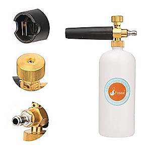 Foseal Adjustable Snow Foam Cannon with Heavy Duty Brass Knob, 1/4" Quick Release Foam Blaster for Pressure Washer Gun, 1L Bottle