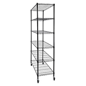 6 Tier Shelf Shelving Unit with Wheels Adjustable Storage Shelf Cart Metal Shelf Rolling Utility Cart 2,100lbs Capacity, Heavy Duty Wire Shelving Rack, 47 x 17 x 80in
